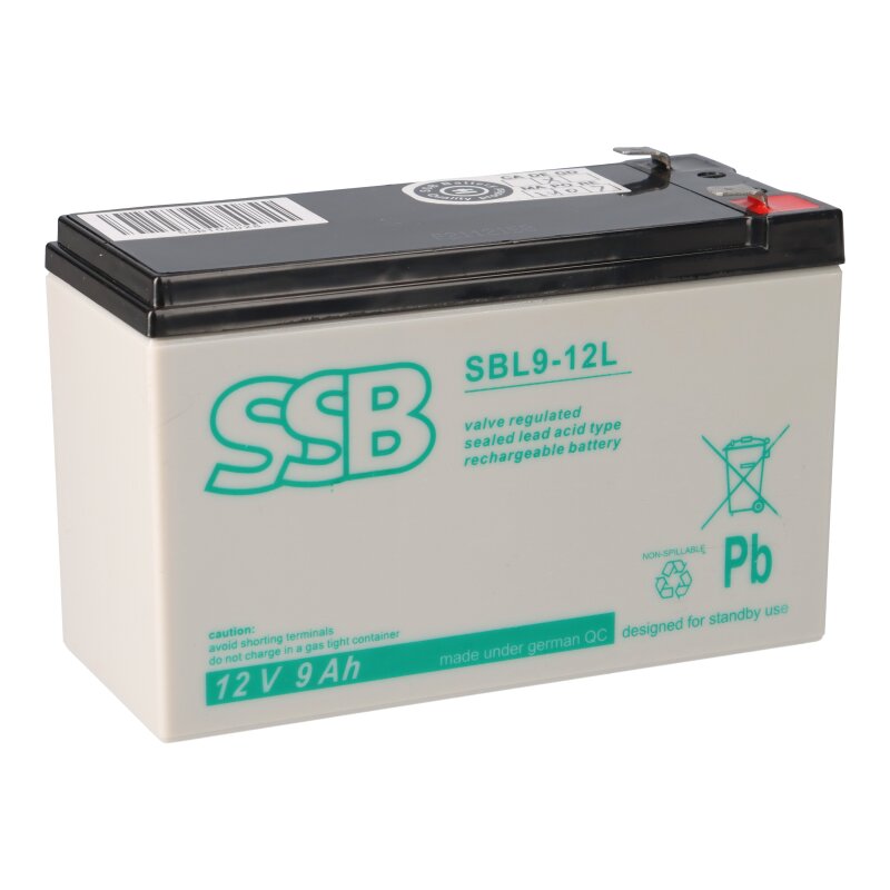 SSB Blei Akku SBL 9-12L AGM Batterie - 12V 9Ah - 6,3mm Faston