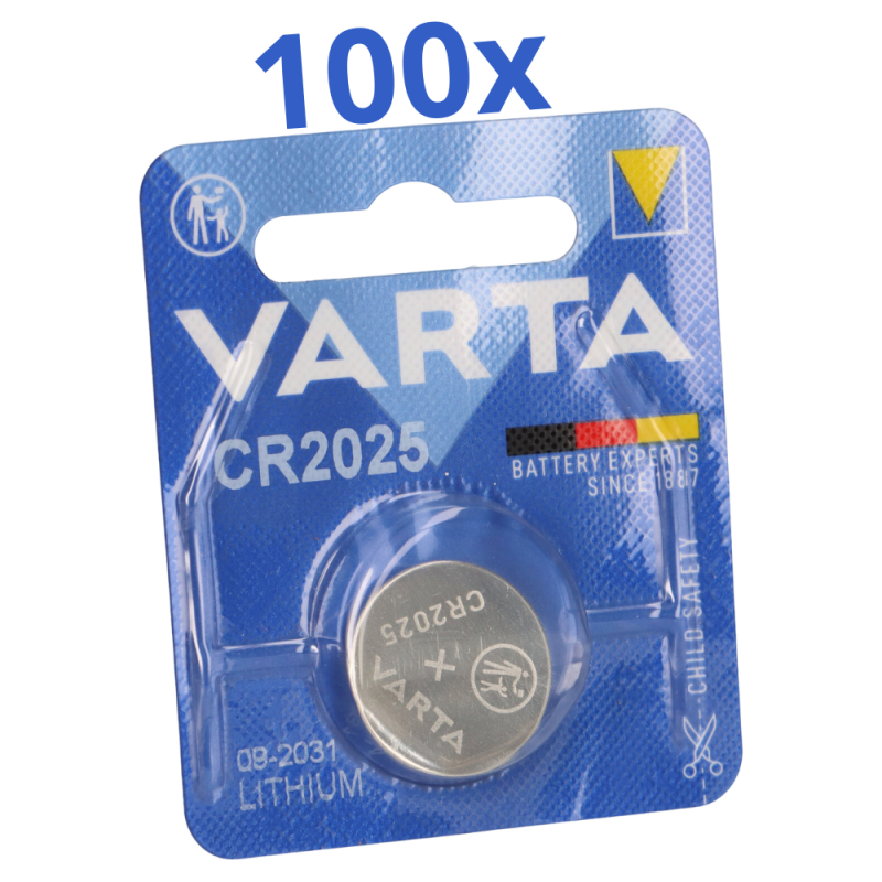 100x VARTA CR 2025 CR2025 Lithium-Knopfzelle 3V 1er Blister
