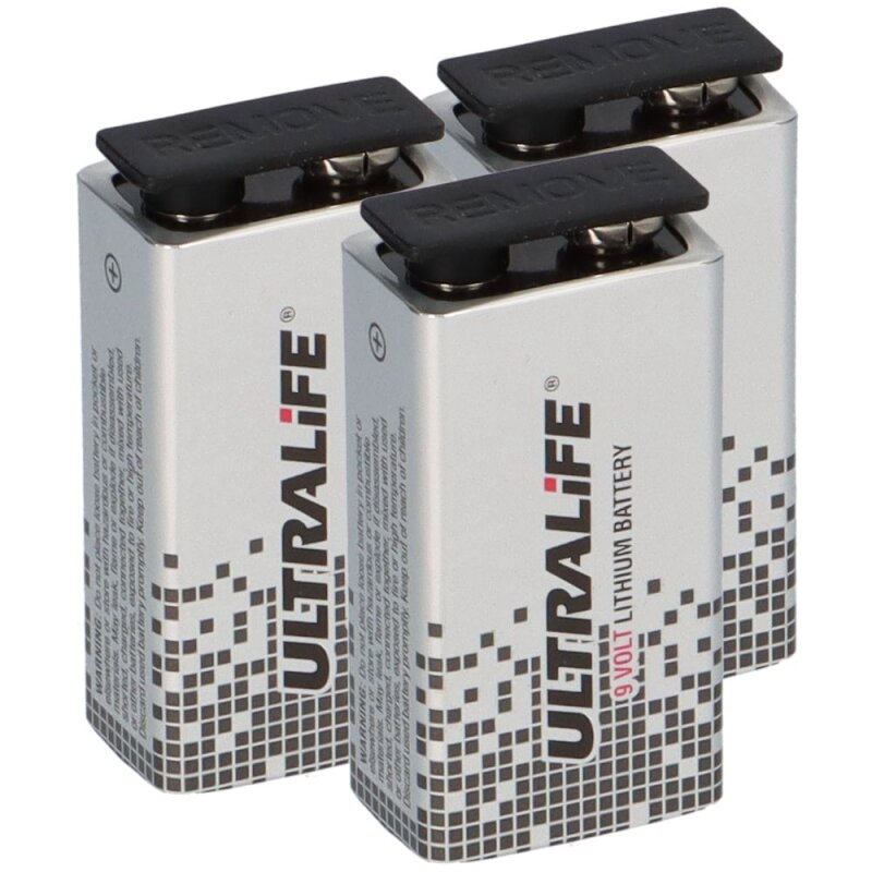 3x Ultralife U9VL-J-P 9V Block Lithium Batterie 9V 1200mAh