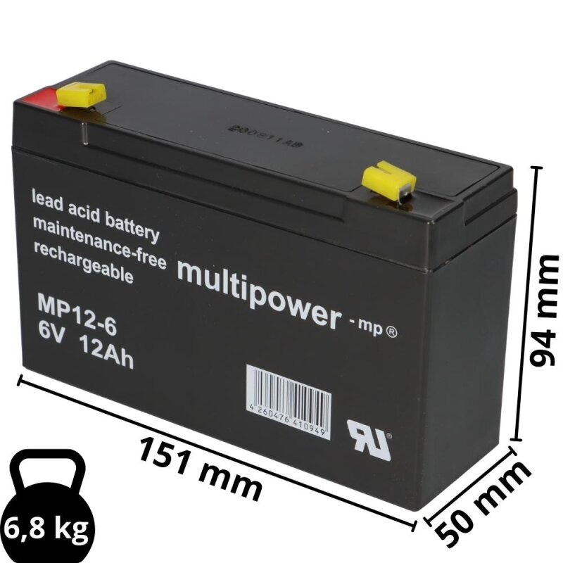 Multipower Blei-Akku AGM MP12-6 6V 12Ah online kaufen