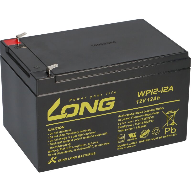 Kung Long VdS WP12-12 F1 4,8mm 12V 12Ah AGM Blei Accu Batterie