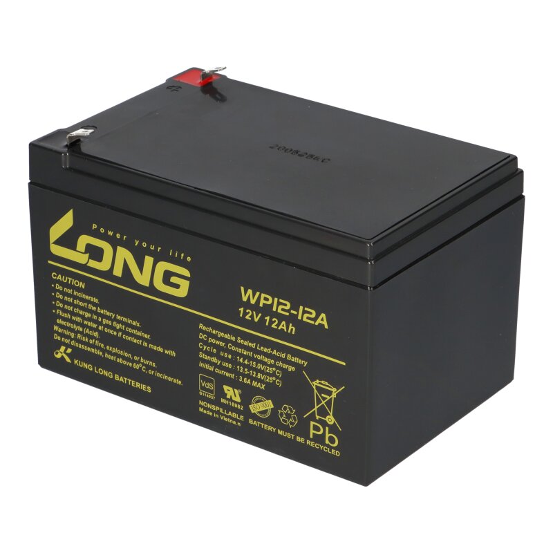Kung Long VdS WP12-12 F1 4,8mm 12V 12Ah AGM Blei Accu Batterie