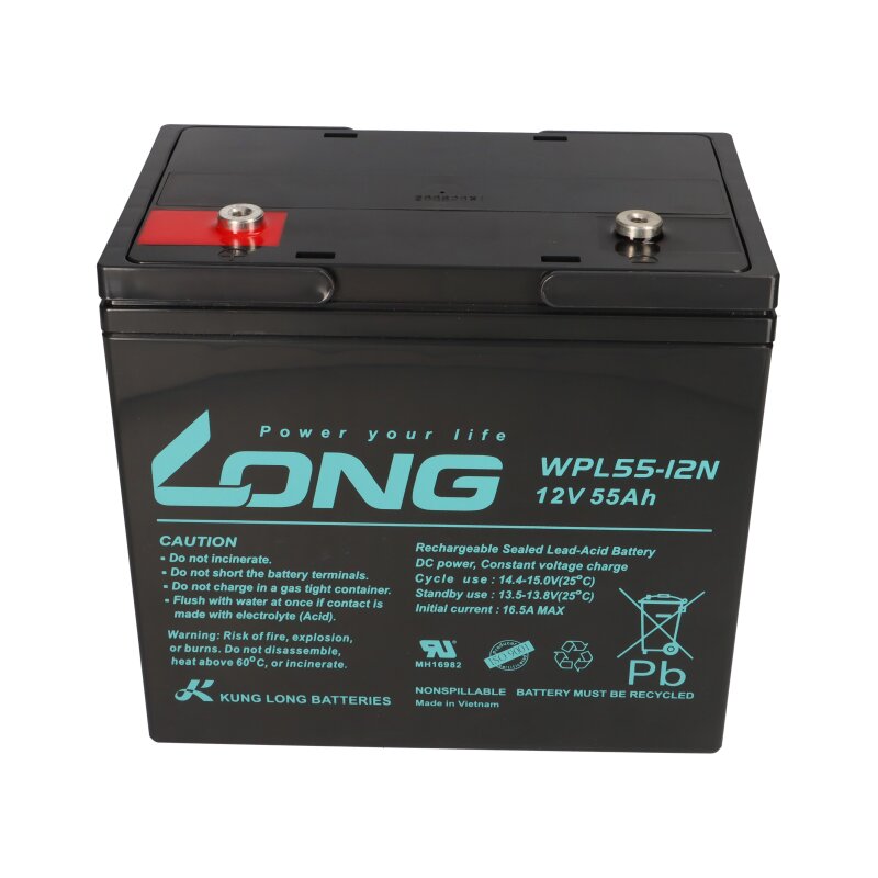 Kung Long Akku 12V 55Ah Batterie Bleiakku WPL55-12N