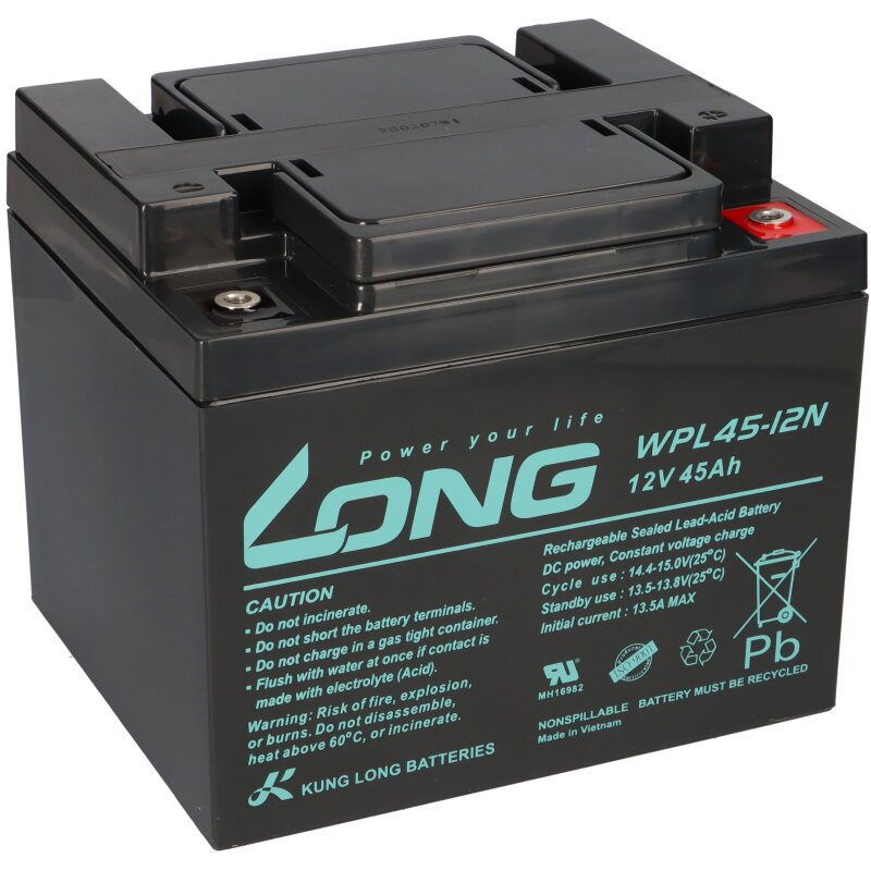 Kung Long Akku 12V 45Ah WPL45-12N Batterie Bleigel | AKKUman.de