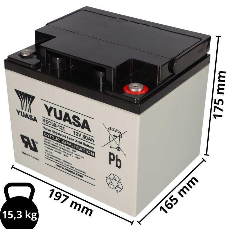 2x Yuasa Blei-Akkuset REC50-12I 12V 50Ah günstig kaufen