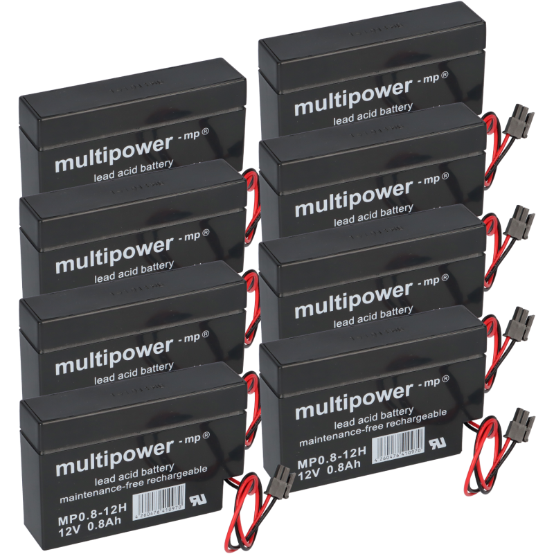 8x Multipower Akku MP0,8-12H Pb 12V 0,8Ah für Rollladen