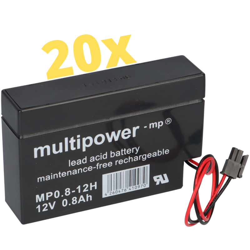 20x Multipower Akku MP0,8-12H Pb 12V 0,8Ah für Rollladen