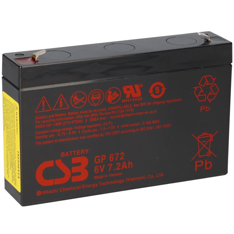 CSB Bleiakku 6V 7,2 Ah GP672F1 AGM Bleibatterie