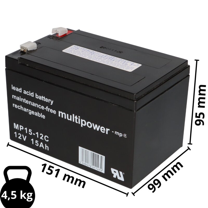3x 12V 15Ah AKKU BATTERIE Roller E-Scooter E500 36V